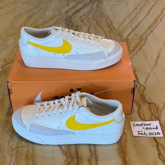 Nike | Shoes | Nike Womens Blazer Platform White And Yellow Sneakers ...